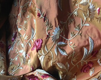 Embroidered Silk Fabric | Etsy