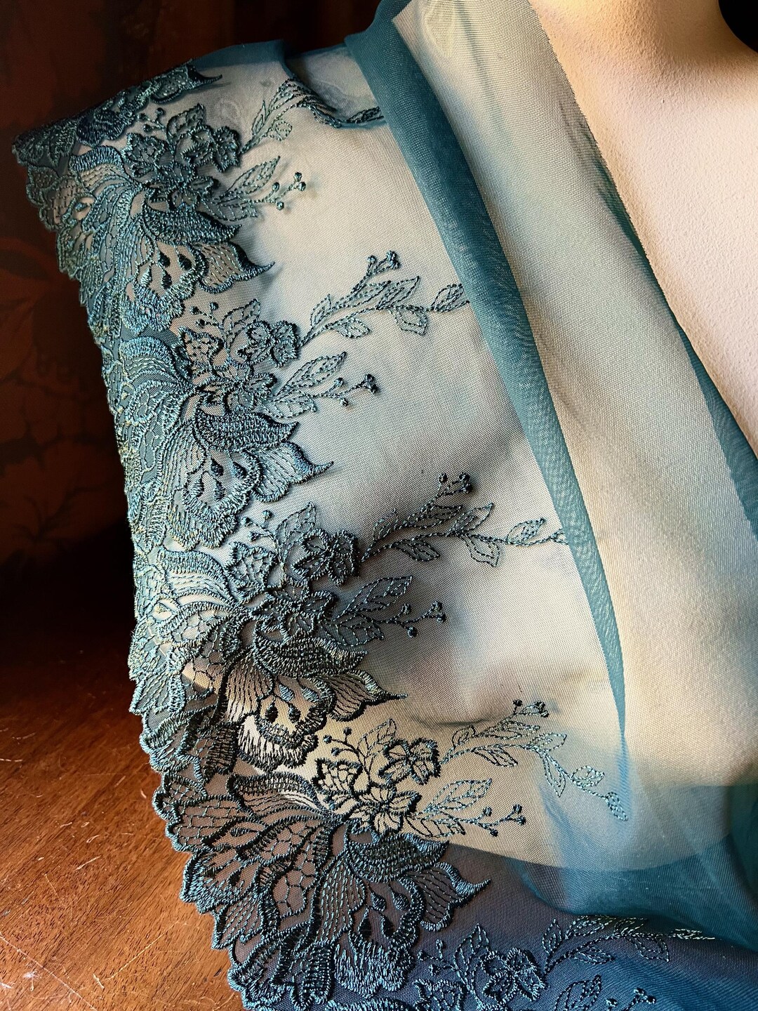 GREEN TEAL Lace Embroidered Lace Wide for Lingerie, Garments CL 6110 - Etsy