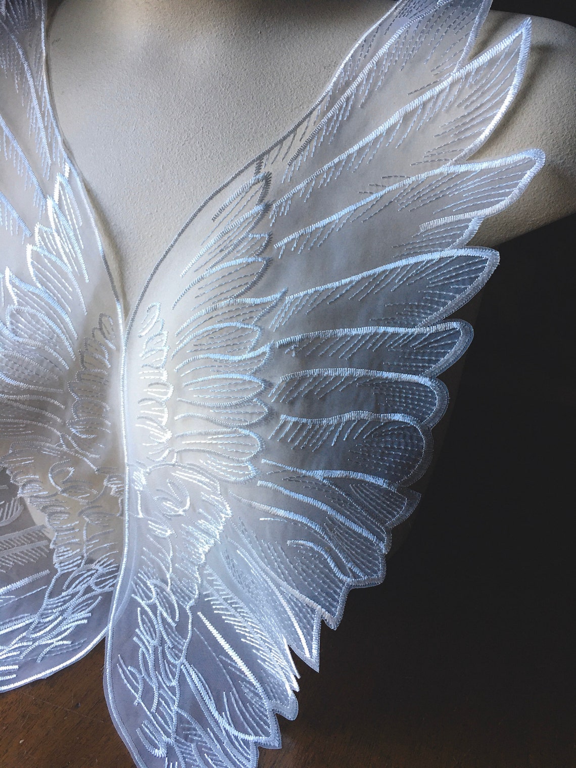 White Angel Wing Applique PAIR in Organza for Bridal - Etsy