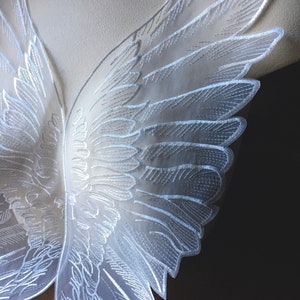 White Angel Wing Applique PAIR in Organza for Bridal, Garments ...