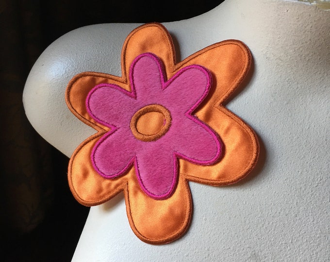 ORANGE & PINK 3D Flower Applique Pop Art Flower for Costumes - Etsy