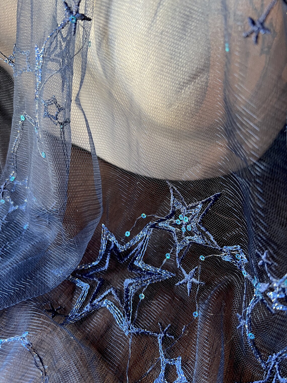 NAVY BLUE STARS Celestial Tulle Netting Veiling for Lyrical Dance ...