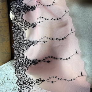 PINK & BLACK Lace Embroidered Lace Wide for Lingerie, Garments CL 6046 ...