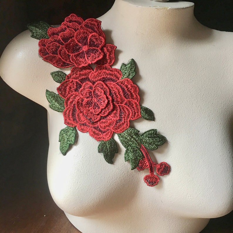 RED ROSE 3D Lace Rose Applique for Grad Gowns Garments - Etsy