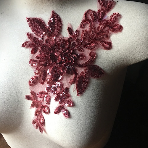 BURGUNDY & RED 3D Applique Beaded for Lyrical Dance Ballet - Etsy
