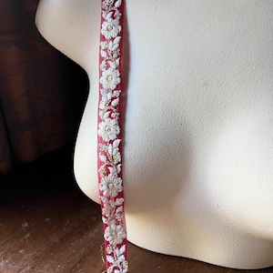 RED & WHITE Sari Trim Embroidered for Garments, Costume Design, Crafts ...