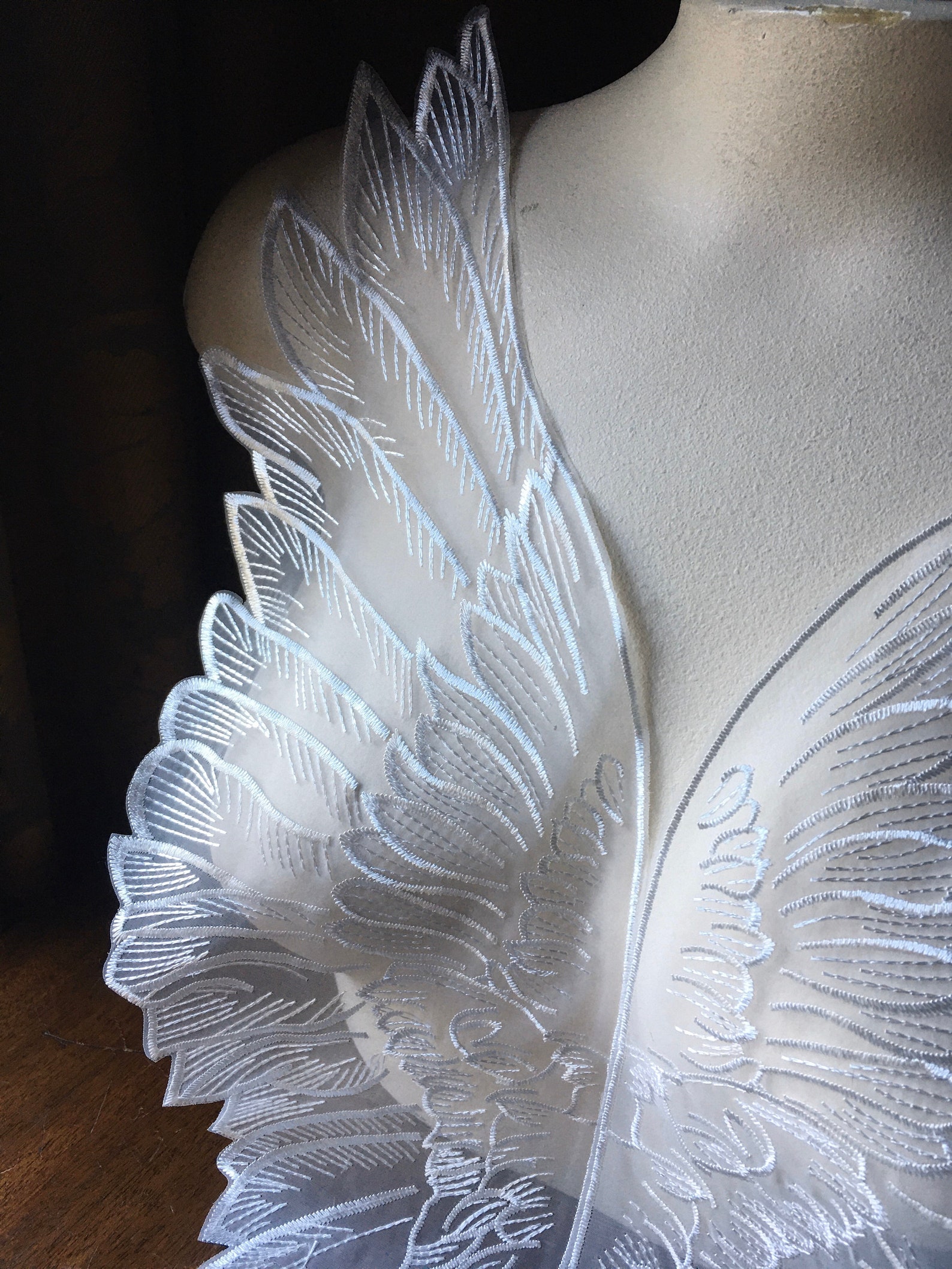 White Angel Wing Applique PAIR in Organza for Bridal - Etsy