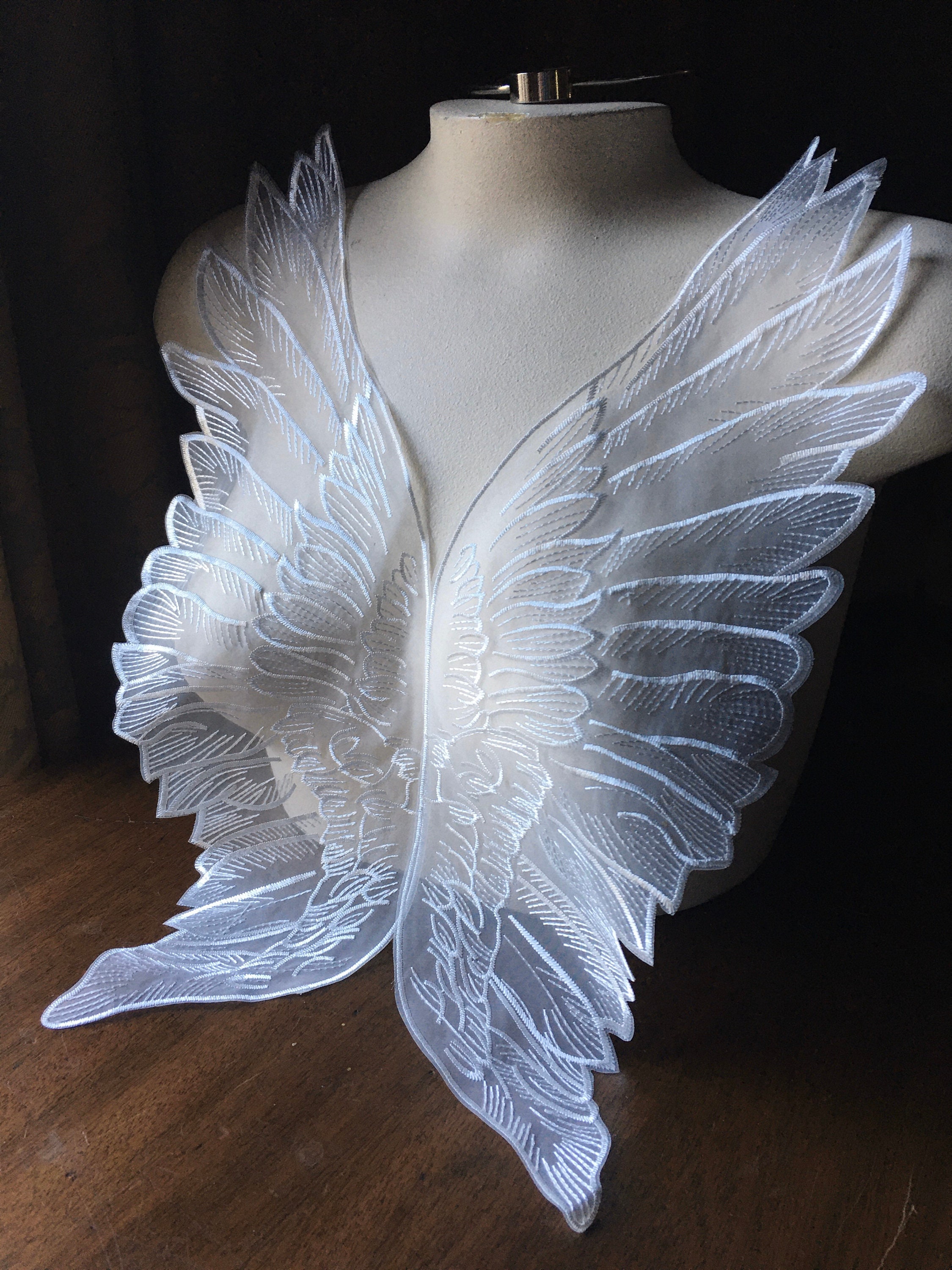 White Angel Wing Applique PAIR in Organza for Bridal - Etsy