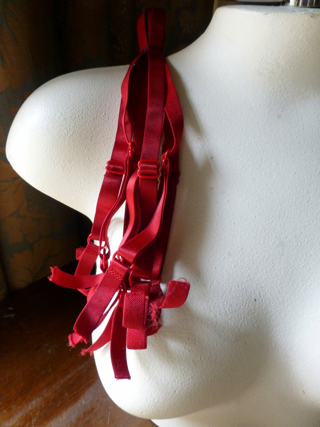 2 Pieces CHINESE RED Bra Straps in Satin Stretch for Lingerie, Costume ...