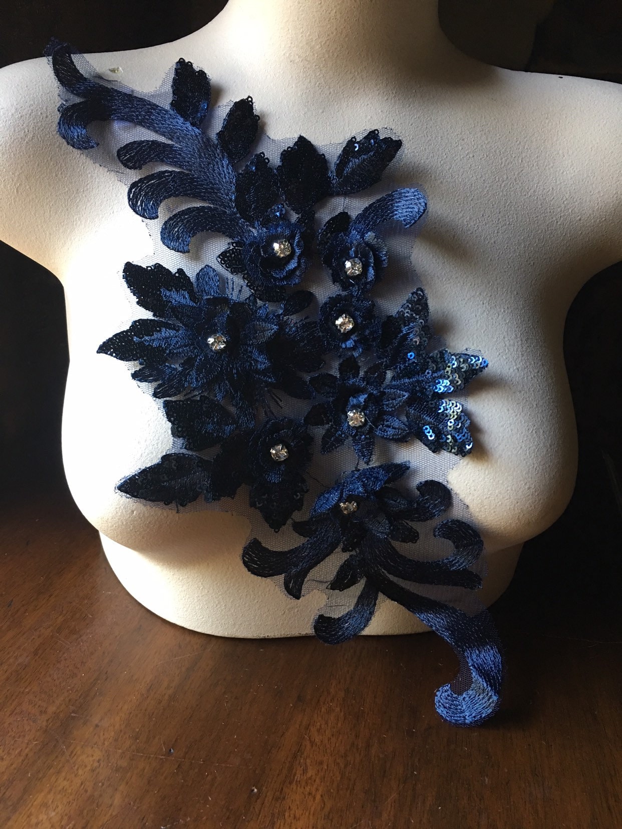 Navy Blue 3D Applique with RHINESTONES for Lyrical Dance | Etsy