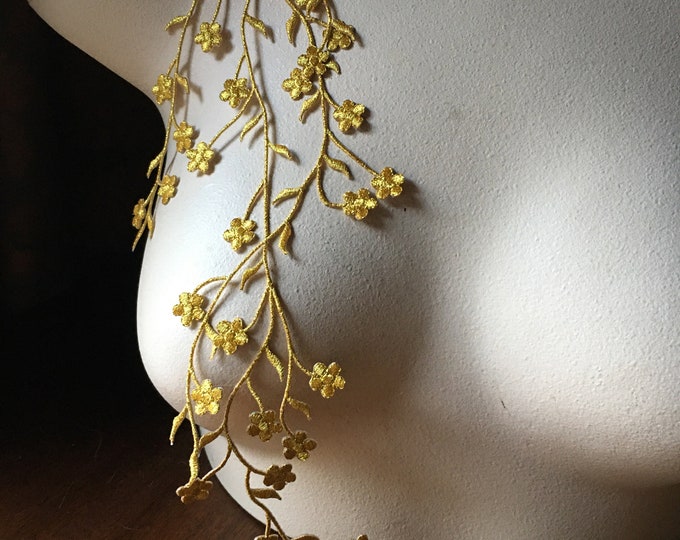 GOLD Flower Vine SHORTER Applique Iron on for Lyrical Costumes, Cosplay ...