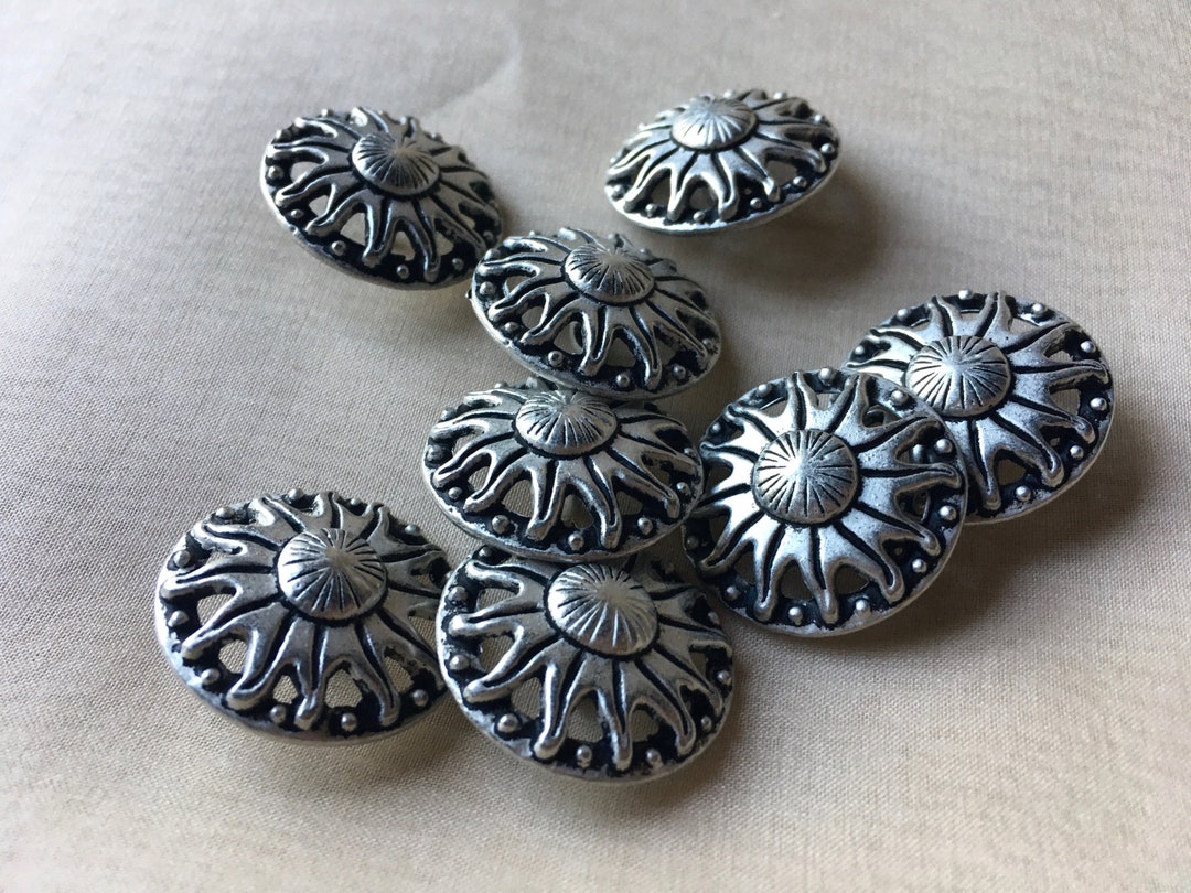 7 Southwestern Sun Style Metal Buttons 36L 23mm for Garments, Jewelry ...