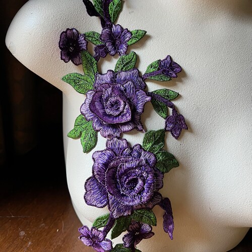 PURPLE 3D Rose Applique for Garments Costume Design CA 949 - Etsy