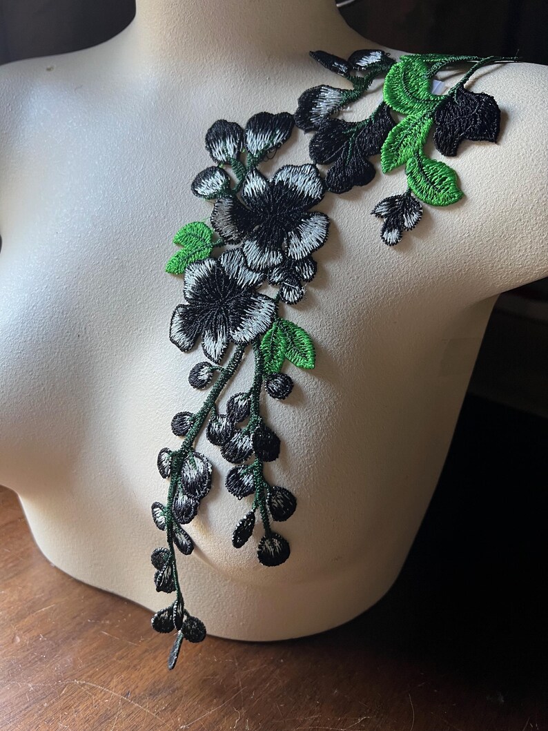BLACK & WHITE Cherry Blossom Rose Applique Lace: Lyrical Dance ...