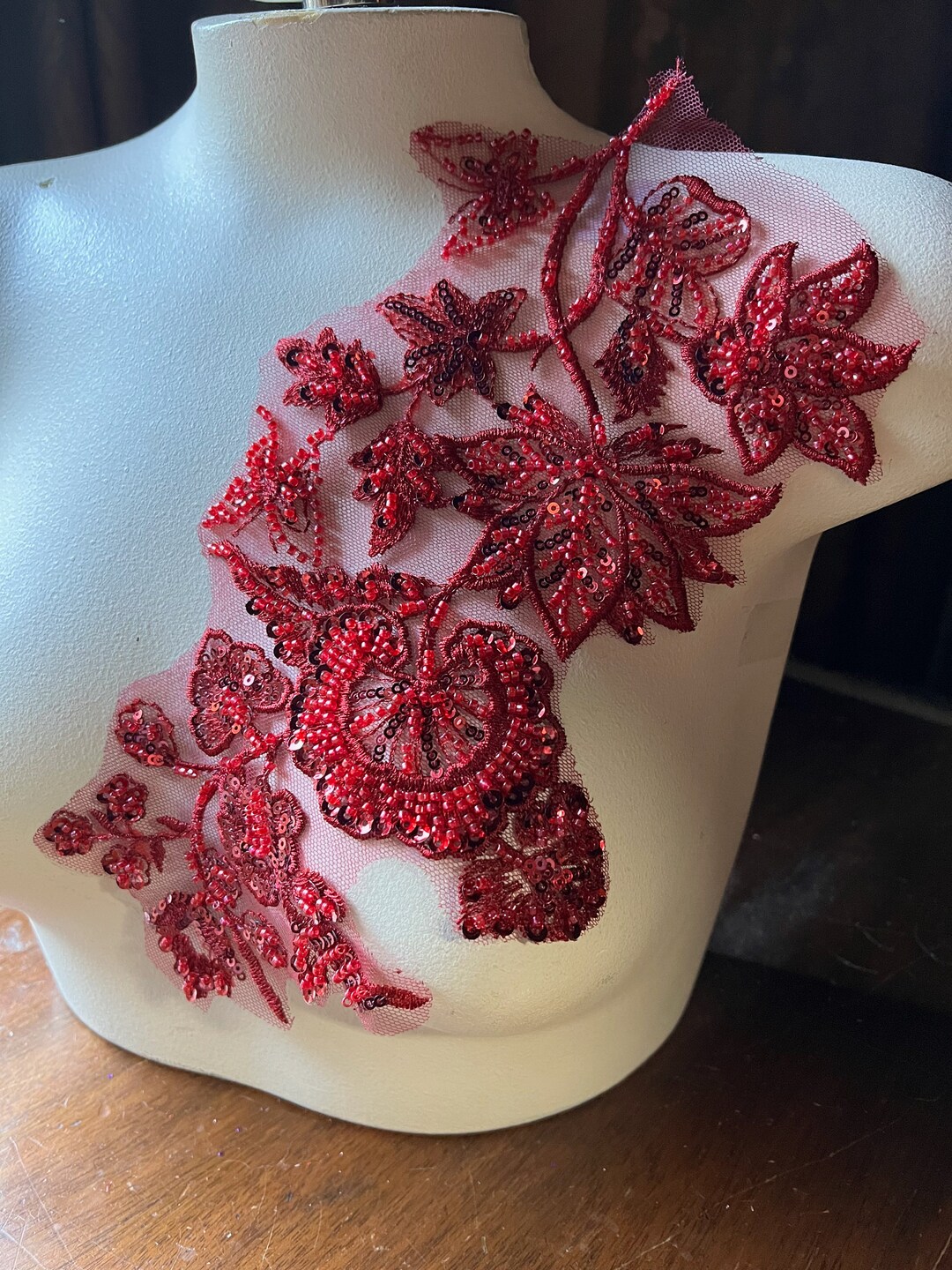 BURGUNDY & RED Applique Beaded for Lyrical Dance, Ballet, Couture Gowns ...