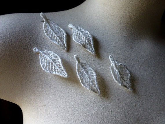5 Ivory Leaves Lace Applique Leaves for Bridal Lace Earrings | Etsy