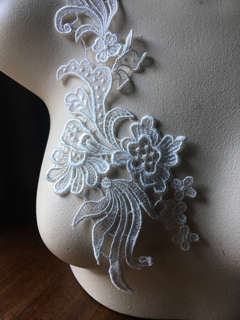 Ivory Lace Applique PAIR Rayon Venice Lace for Bridal, Straps, Costume ...