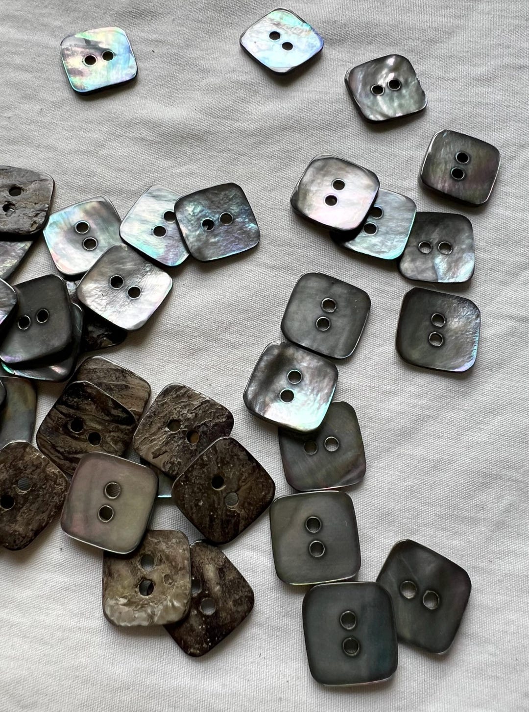7 Graphite Grey Square Agoya Shell Buttons: 12mm BU 112 Sq - Etsy