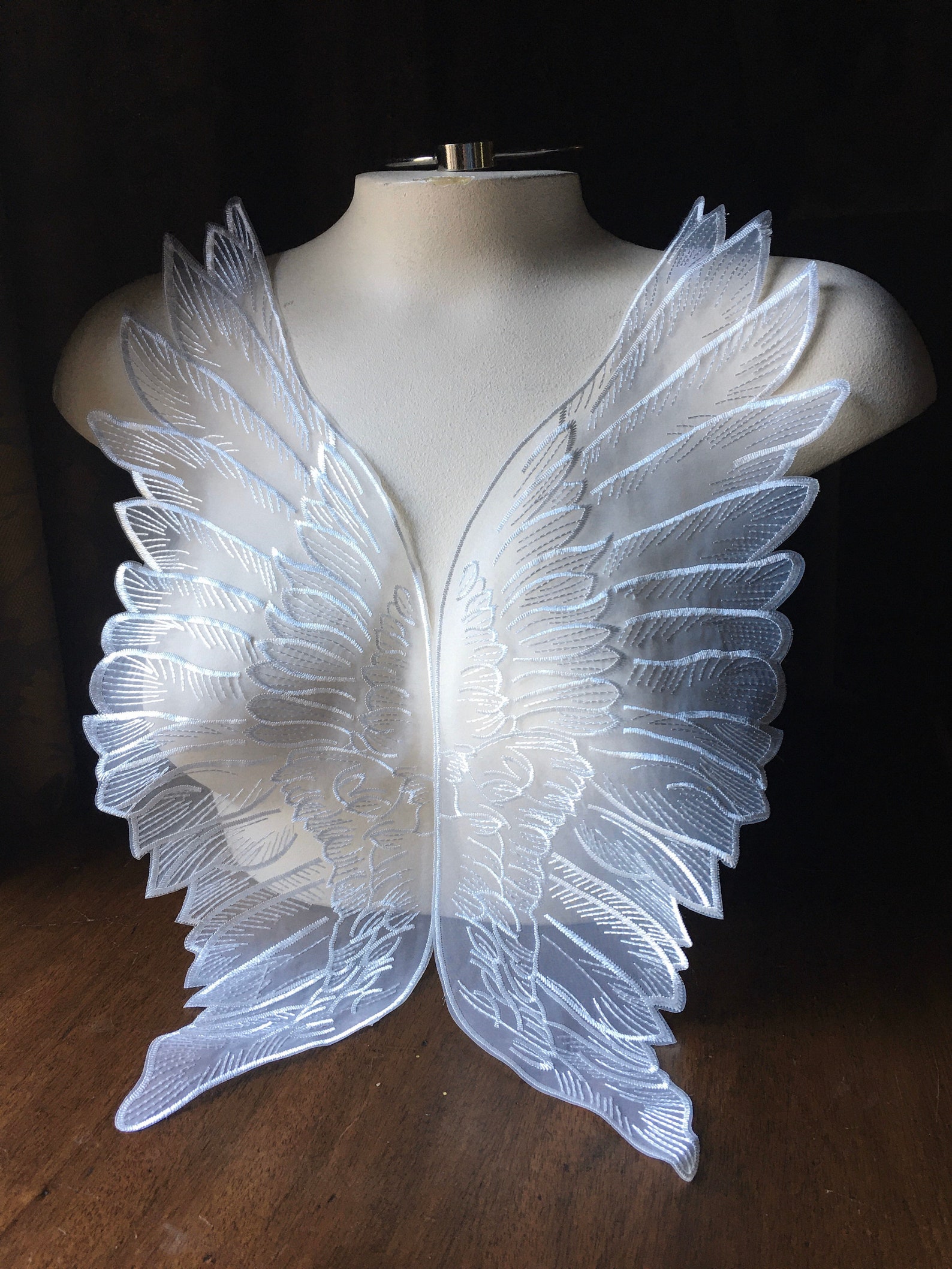 White Angel Wing Applique PAIR in Organza for Bridal - Etsy