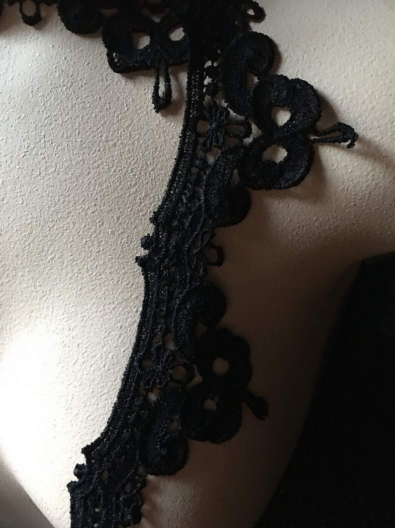 Black Lace Venise Lace Trim Scalloped Rayon for Garments | Etsy