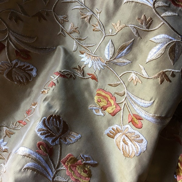 Embroidered Silk Fabric - Etsy