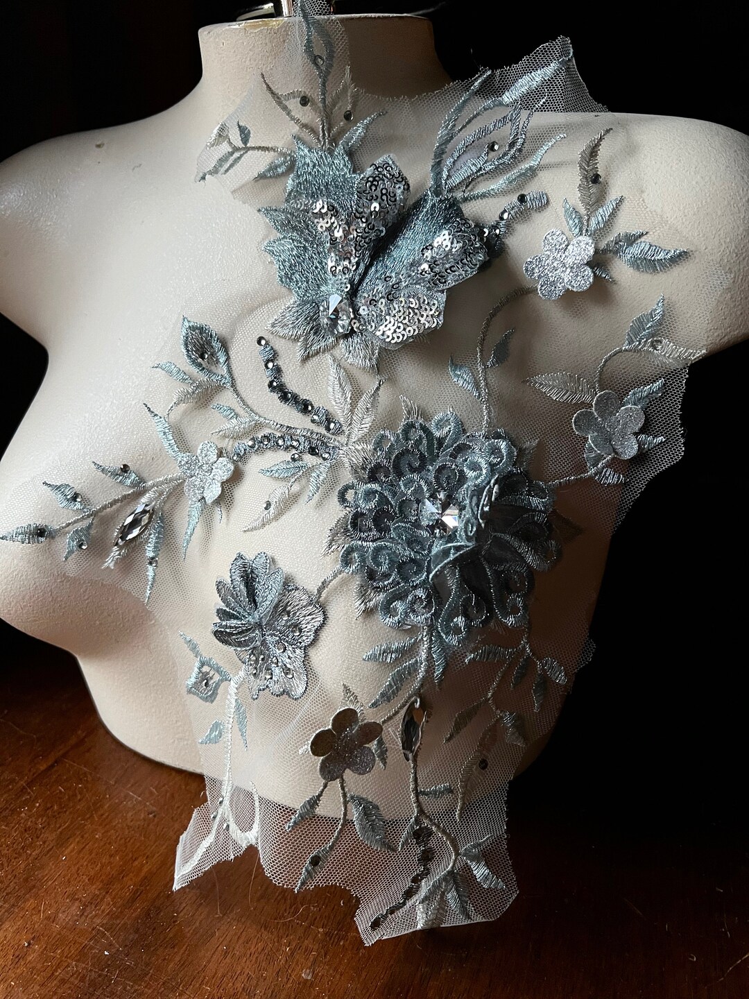 SILVER & ICE Blue 3D Applique 1 With Rhinestones for Lyrical - Etsy