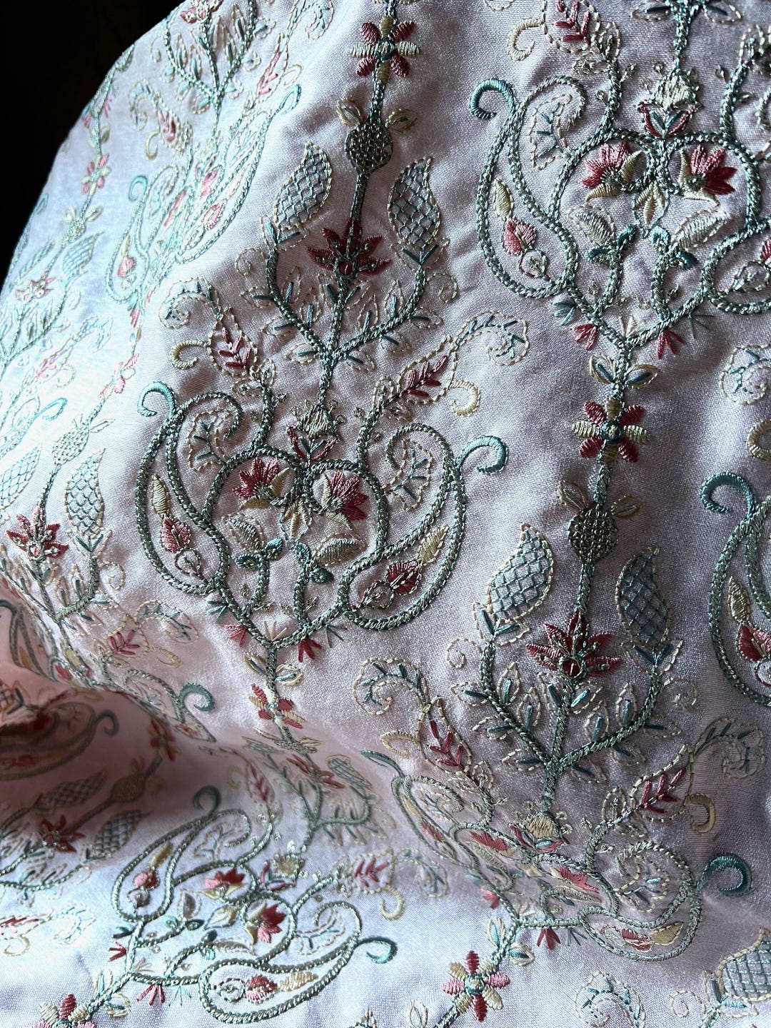 Pink Silk Embroidered Fabric: Regency Reticule, Victorian Handbag (fat ...