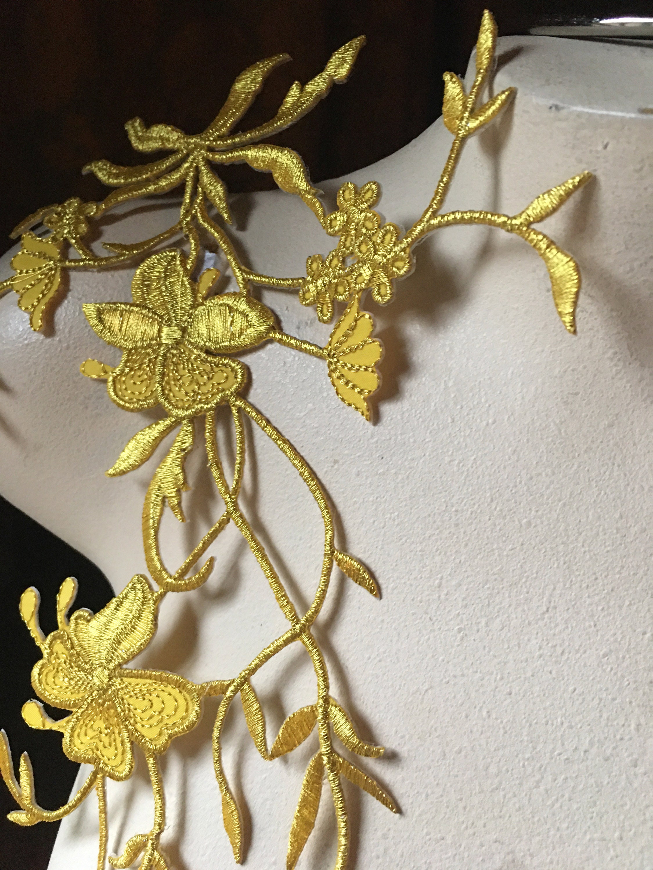 GOLD Flower Vine Applique Iron on for Lyrical Costumes, Cosplay ...