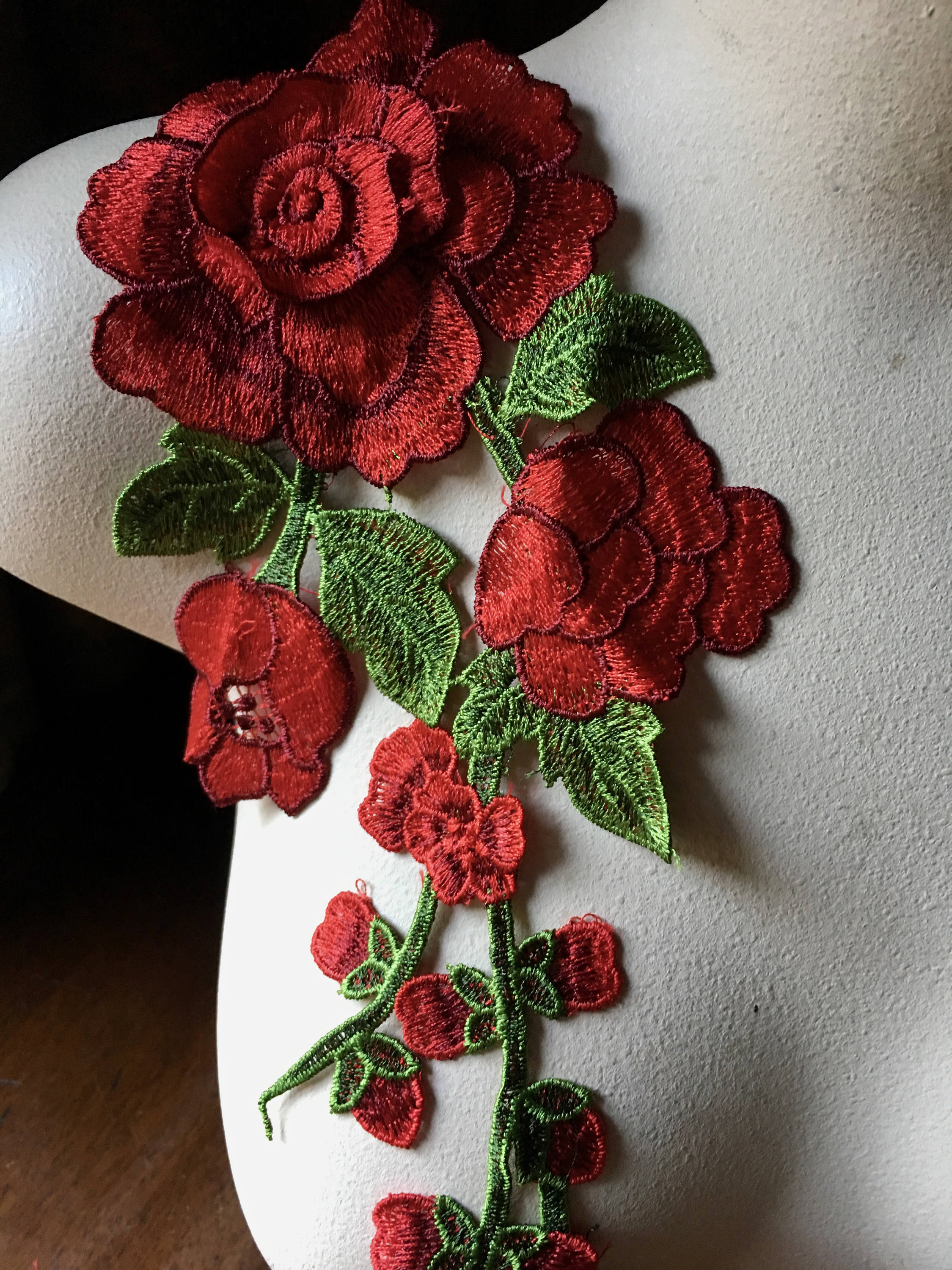 RED Rose Applique 3D Lace for Grad Gowns Garments Costume | Etsy