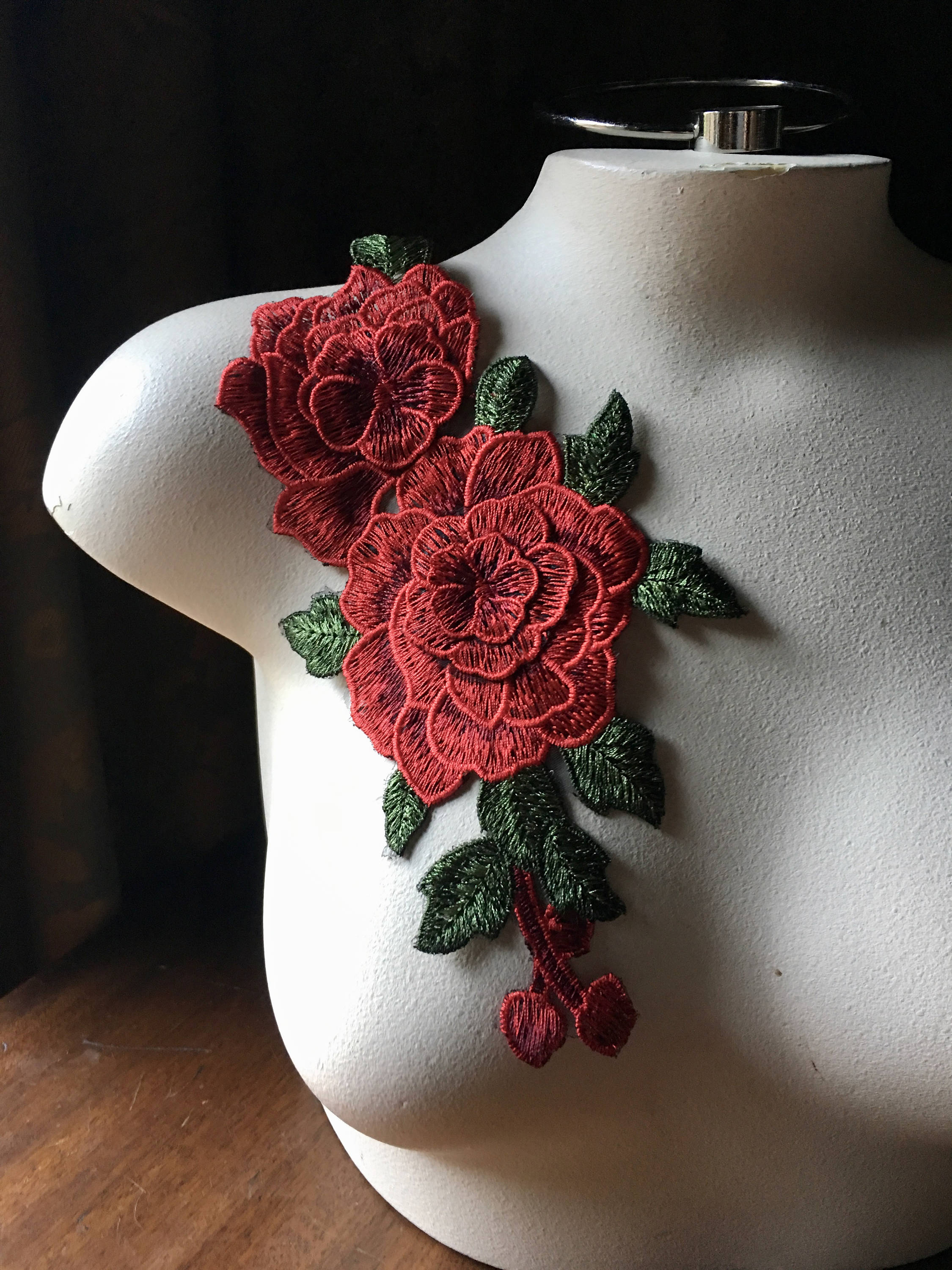Red Rose 3D Lace Applique: Embroidered Costume Design (SECONDS) CA 832 ...