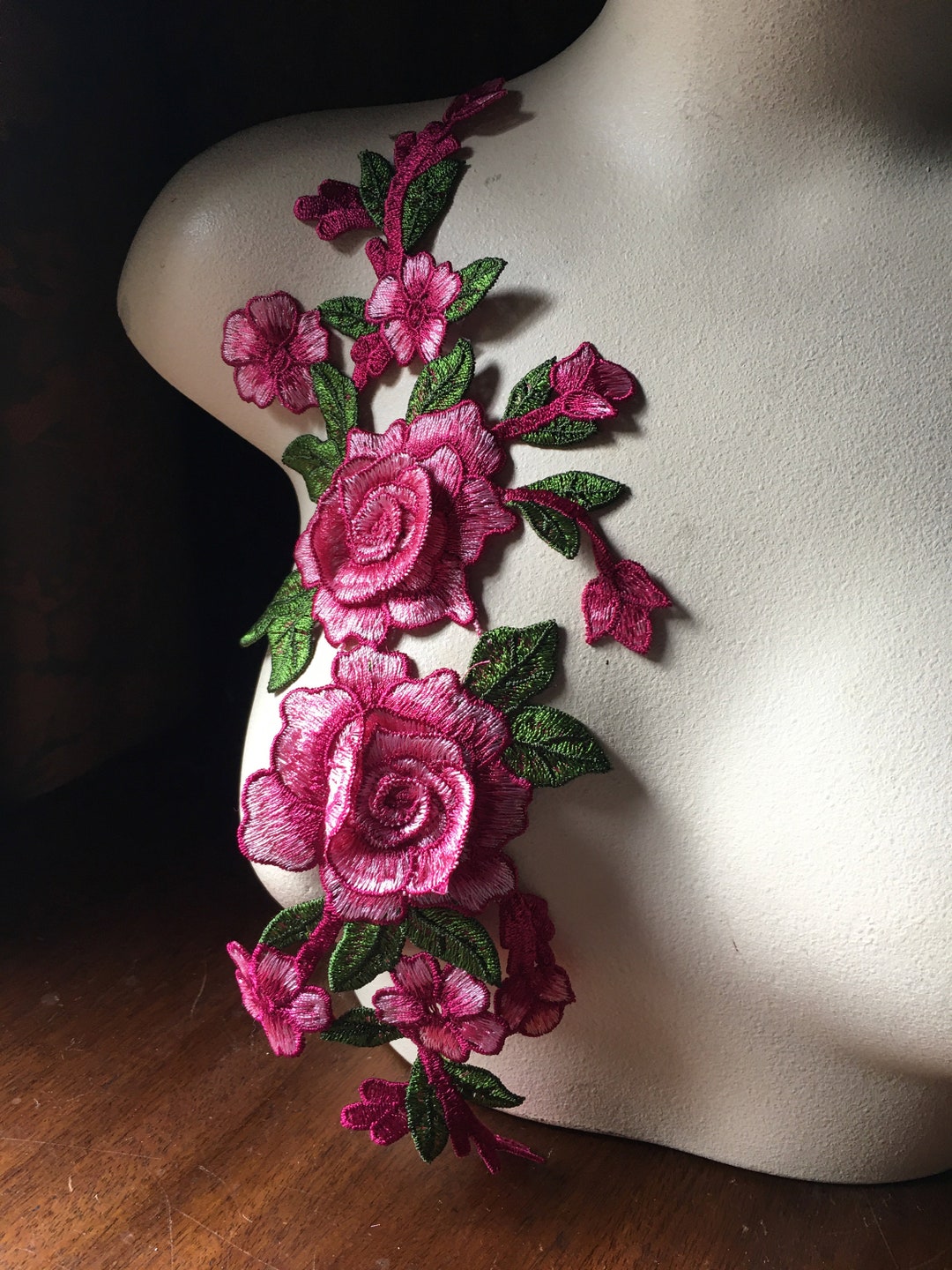 PINK #2 3D ROSE Lace Rose Applique for Garments, Lyrical, Ballet, Dance ...