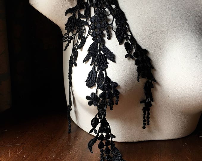 BLACK Lace Applique American Made Lace for Bridal, Straps, Lace Jewelry ...