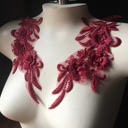 BURGUNDY & RED 3D Applique Beaded for Lyrical Dance Ballet - Etsy