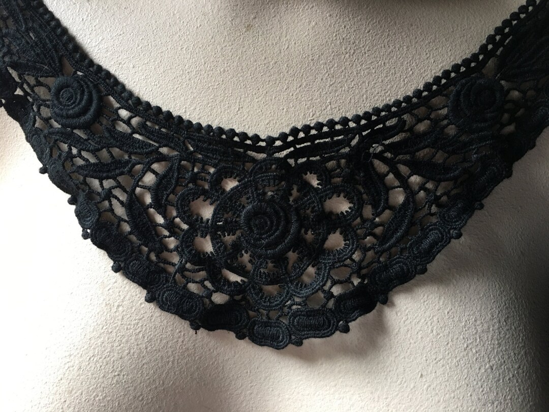 Black Lace Applique Collar OLD Stock RBG in Cotton for Garments ...