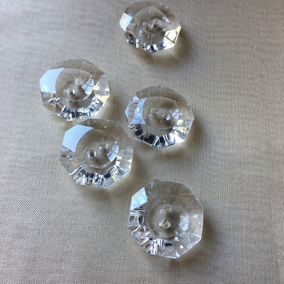 5 Buttons Clear in Faux Glass for Garments Costumes | Etsy