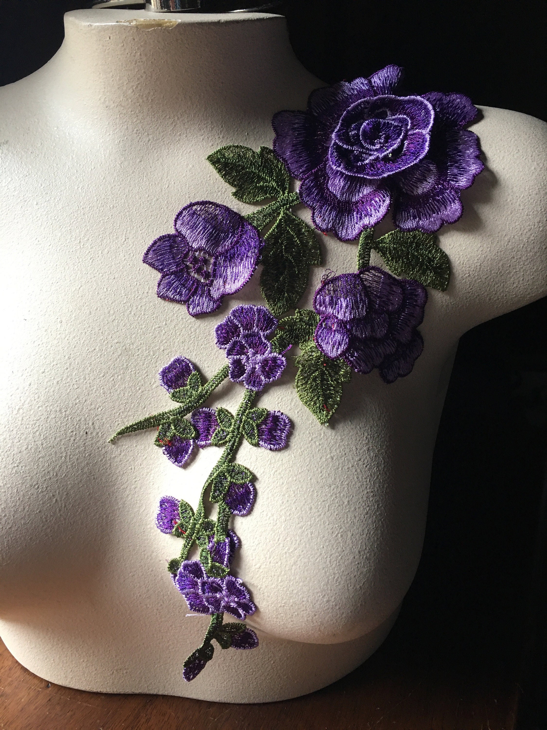 PURPLE Rose Applique 3D Lace for Garments Costume Design CA - Etsy