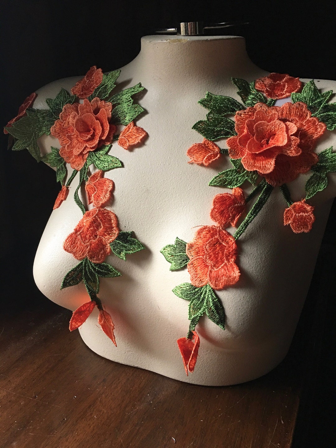 Orange 3D Rose Applique Pair: Floral Costume Embellishment CA 911-pr - Etsy