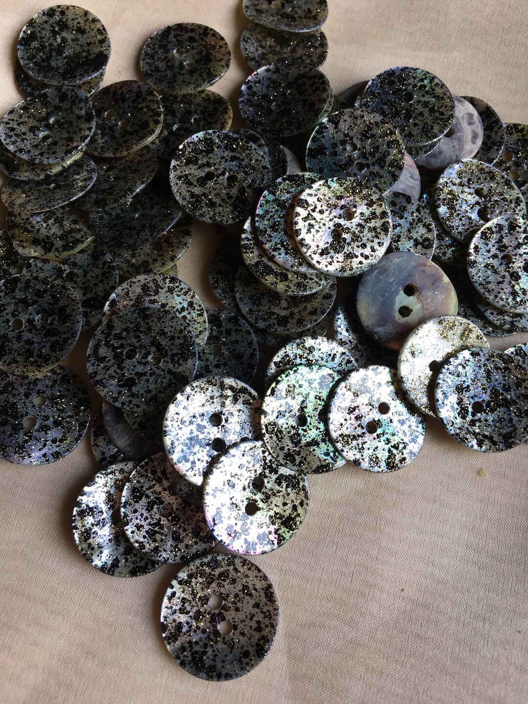 10 Gold Sparkle Buttons Shell Mother of Pearl Buttons 28L 18mm for ...
