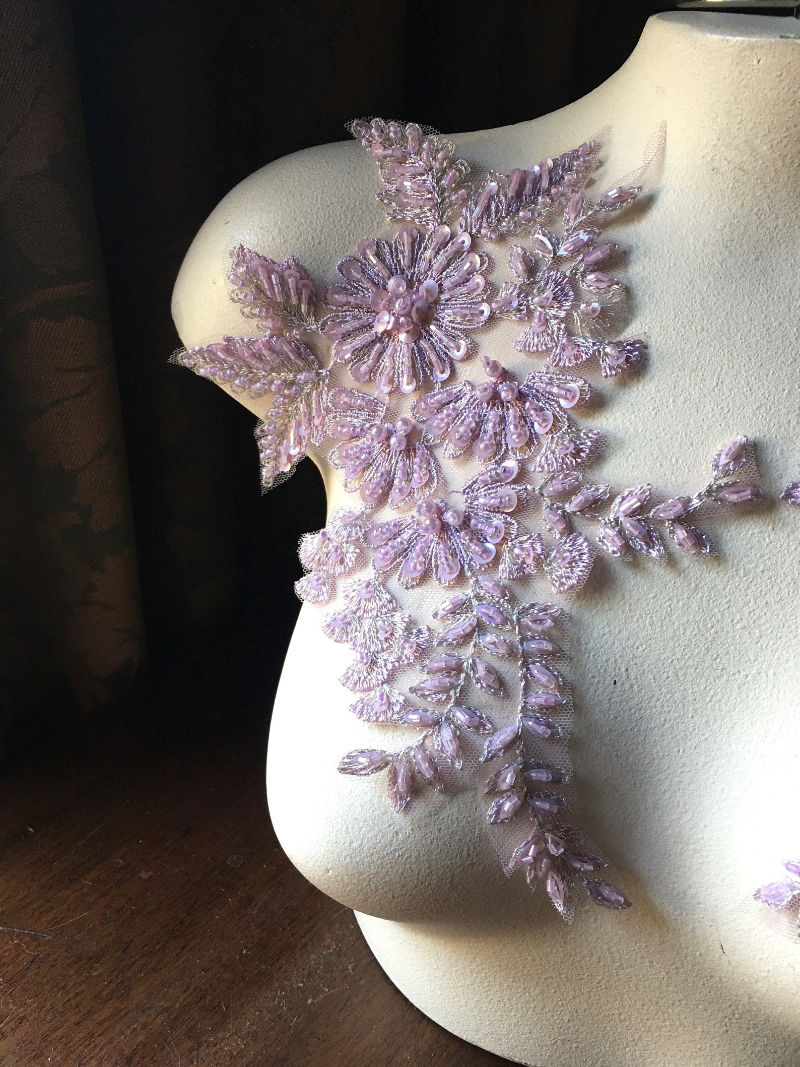 ROSE MAUVE Lace Applique Beaded Lace PAIR for Lyrical Dance - Etsy