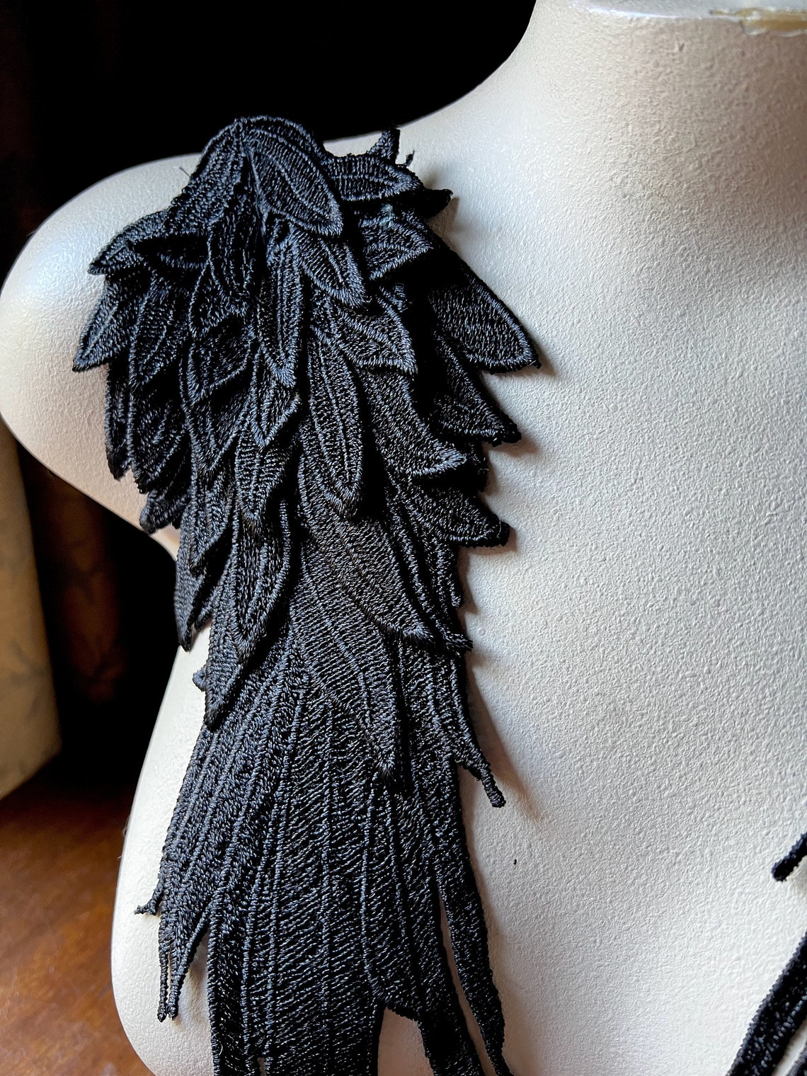 Black 3D Lace Wing Applique Pair: Costume Epaulettes (small) PR 380 ...