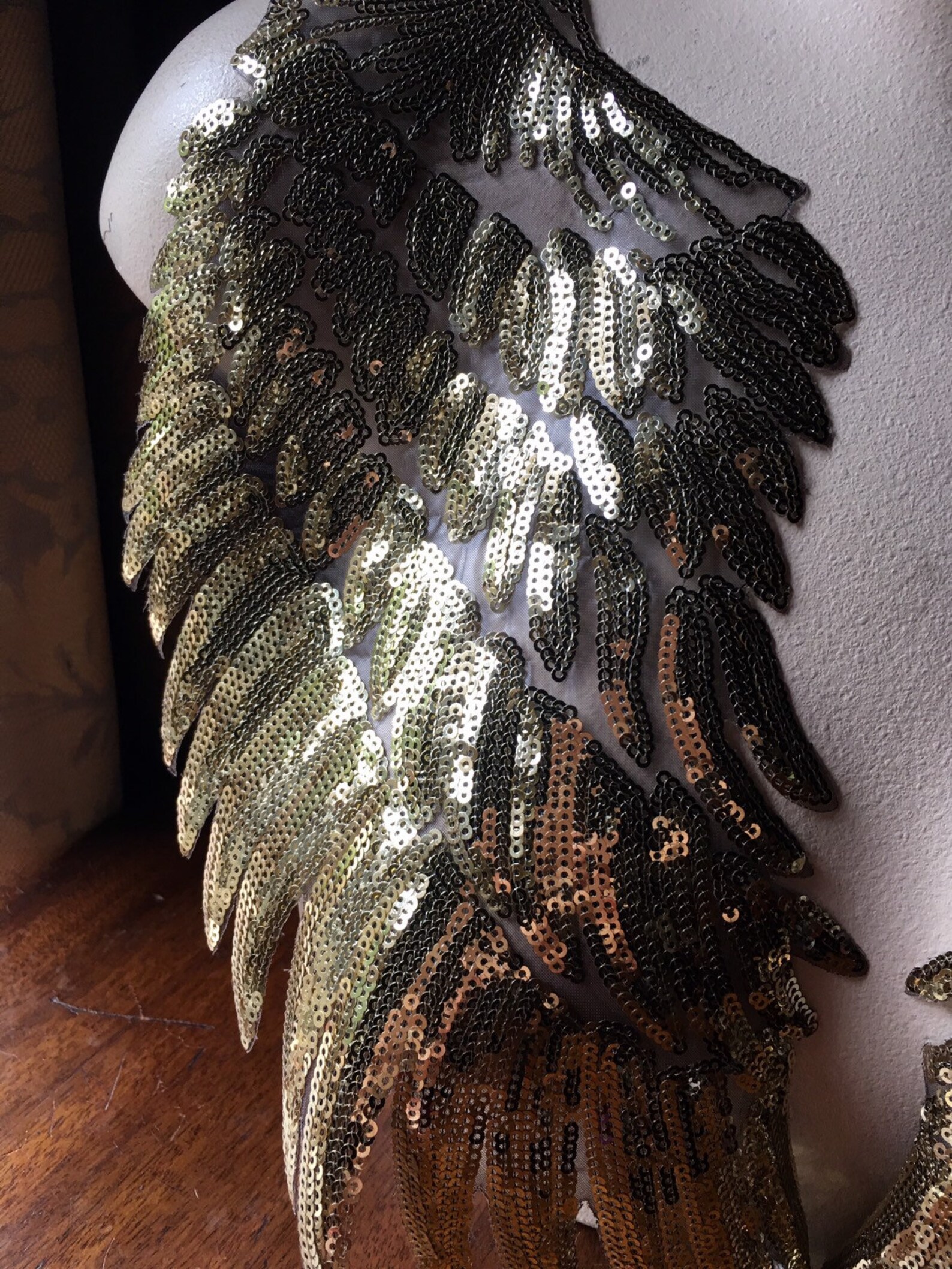 GOLD Beaded WINGS Lace Applique Pair for Lyrical Dance, Garments ...