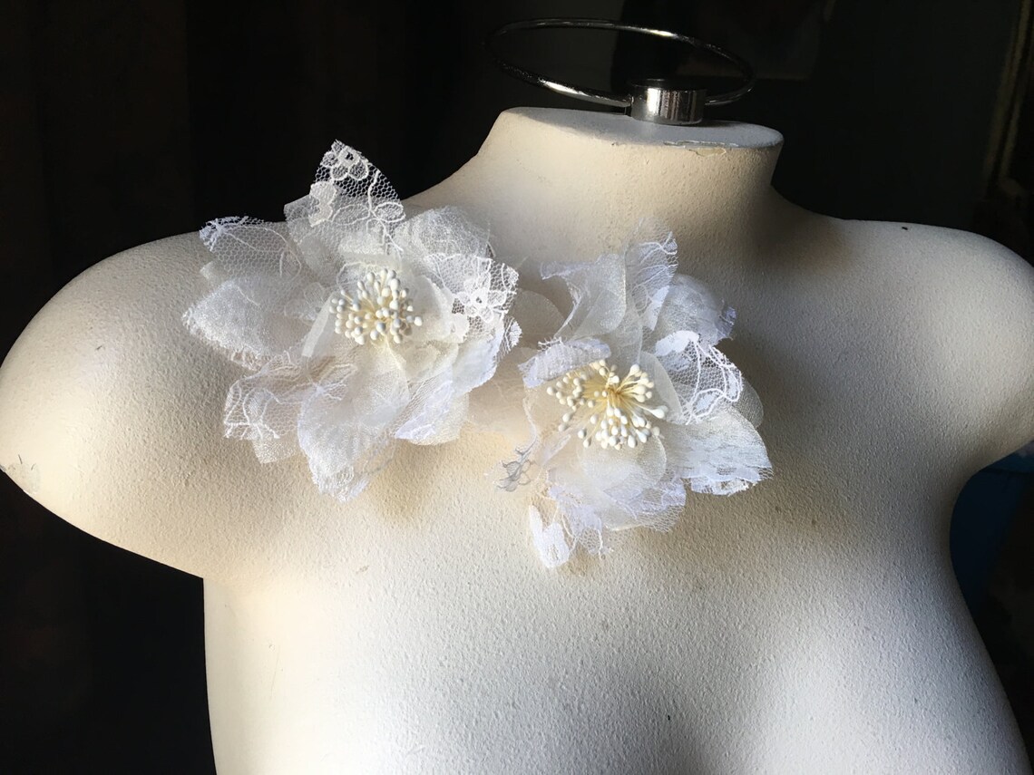 2 Ivory Lace Flower Pins for Bridal Ballet Sashes Shoes - Etsy