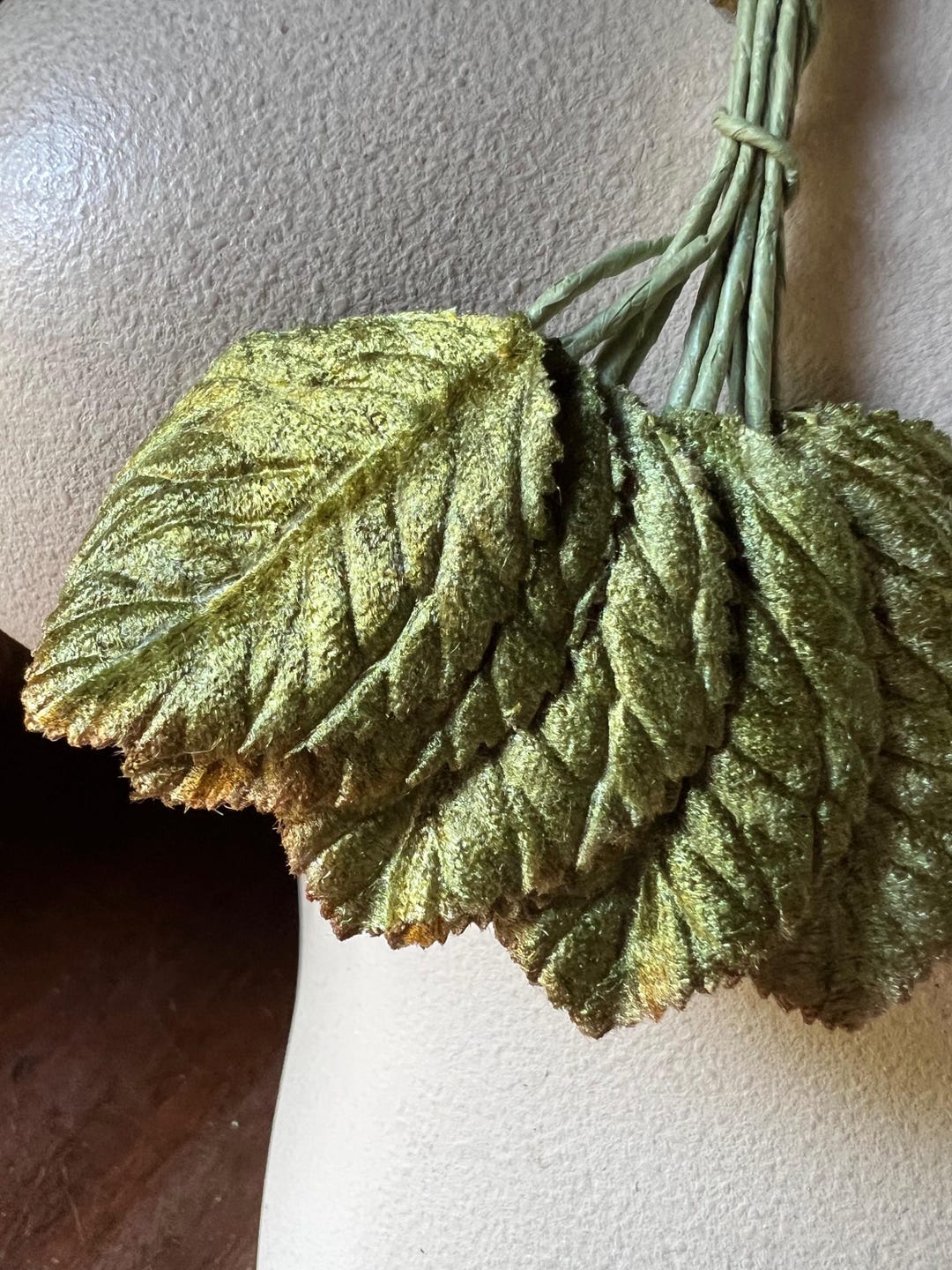 12 Green Leaves Velvet Leaves for Bridal, Corsages, Bouquets ...