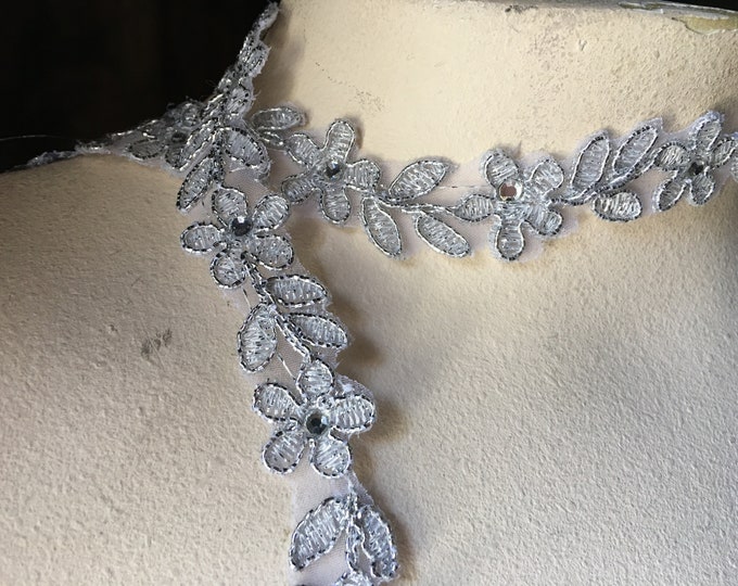 Silver Beaded Lace Trim With Rhinestones BL 4031slv - Etsy