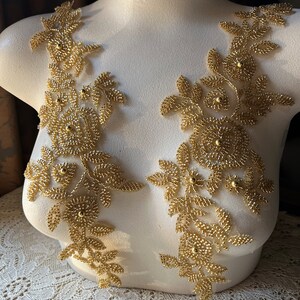 Gold Beaded Lace Applique Pair: Lyrical Dance, Ballet Costumes (SECOND ...