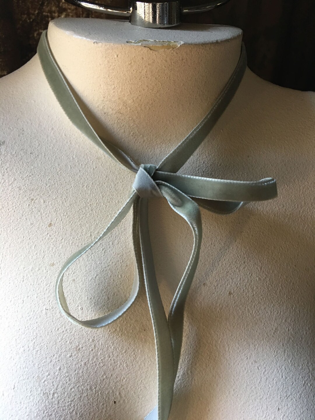 4 Yds. Sage Green Gray Velvet Ribbon 3/8" Wide for Bridal, Costumes ...