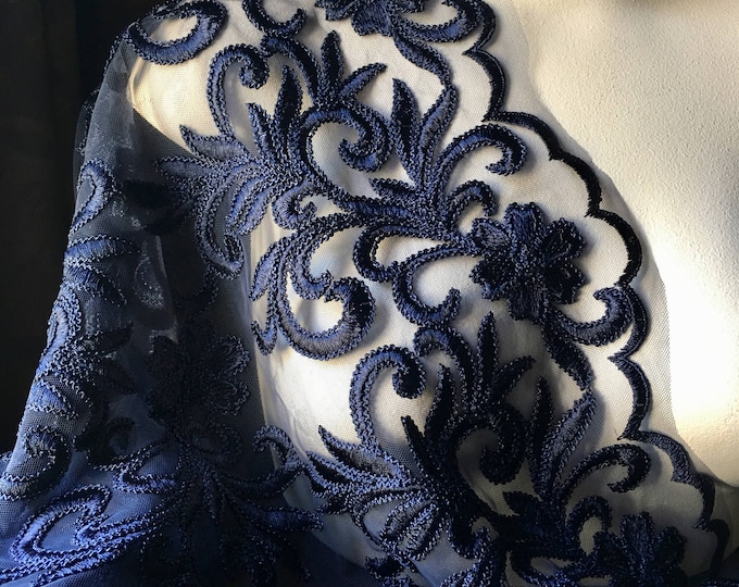 FAT QUARTER Navy Blue Lace Fabric for Grad, Mother of the Bride, Skirts ...
