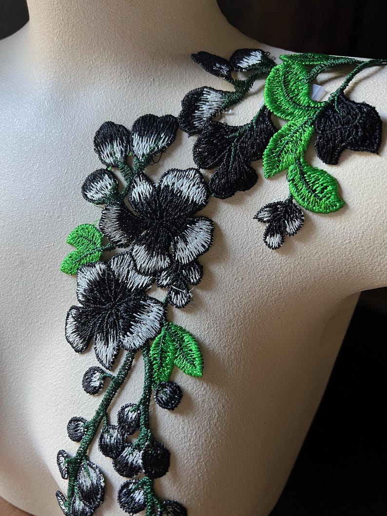 BLACK & WHITE Cherry Blossom Rose Applique Lace: Lyrical Dance ...
