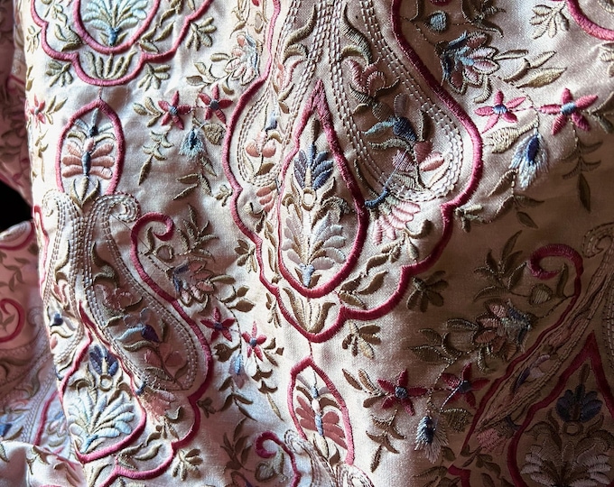 REMNANT - 22" X 36" ROSE Pink Silk Embroidered Fabric for Reticules ...