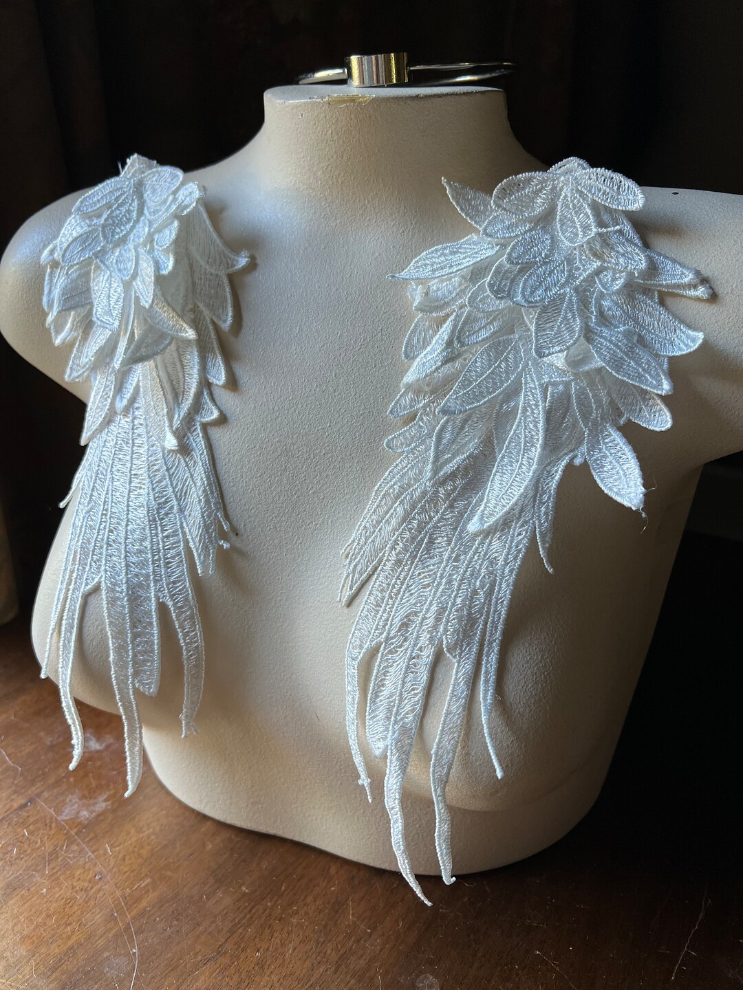 White 3D Lace Applique Wings: Costume Epaulettes (small, Seconds) PR ...